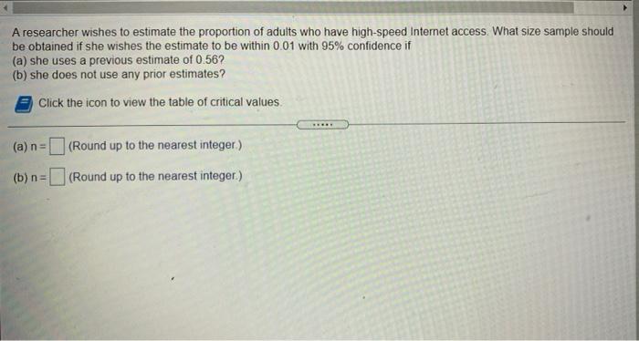 Solved A researcher wishes to estimate the proportion of | Chegg.com