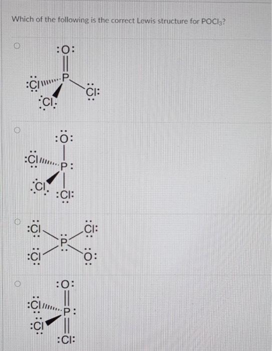 Solved Which of the following is the correct Lewis structure | Chegg.com