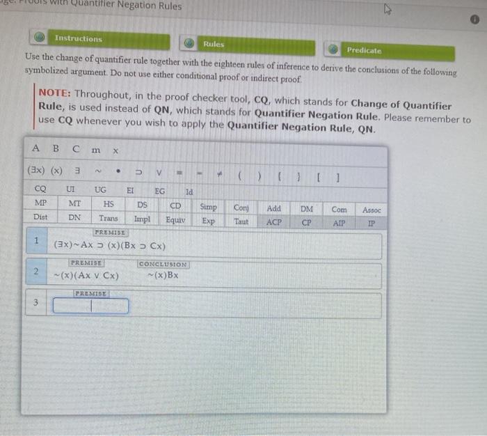 Solved Quantifier Negation Rules Instructions Rules | Chegg.com