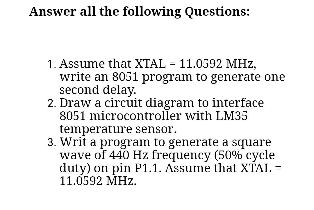 Solved Answer all the following Questions: 1. Assume that | Chegg.com
