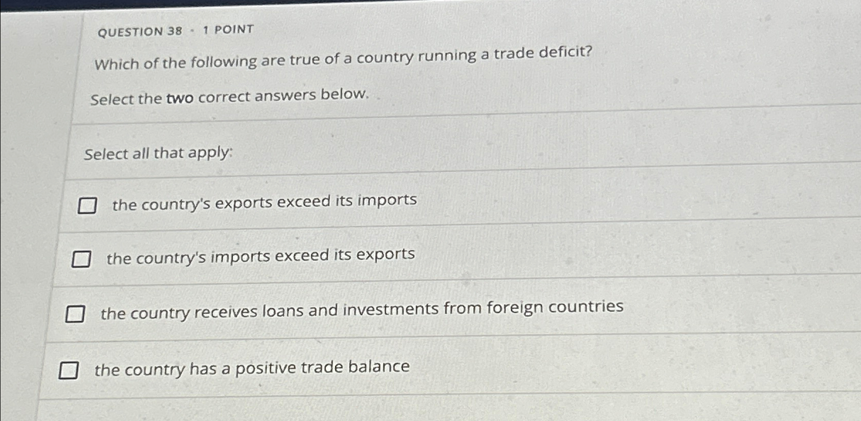 Solved QUESTION 38 - 1 ﻿POINTWhich of the following are true | Chegg.com