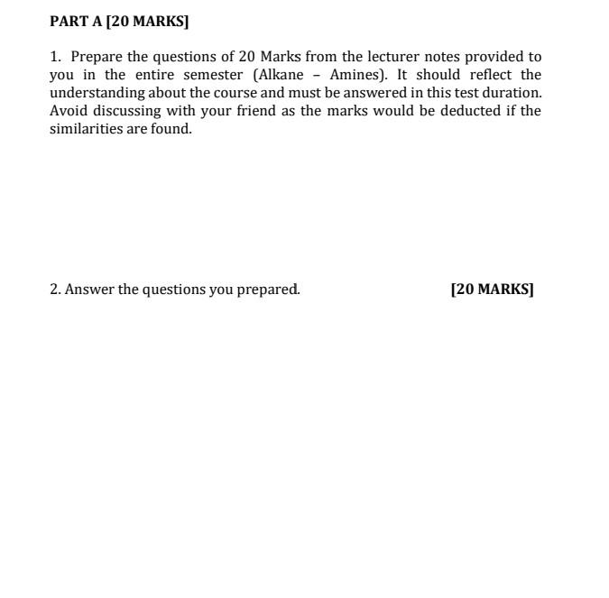 Solved PART A [20 MARKS] 1. Prepare the questions of 20 | Chegg.com