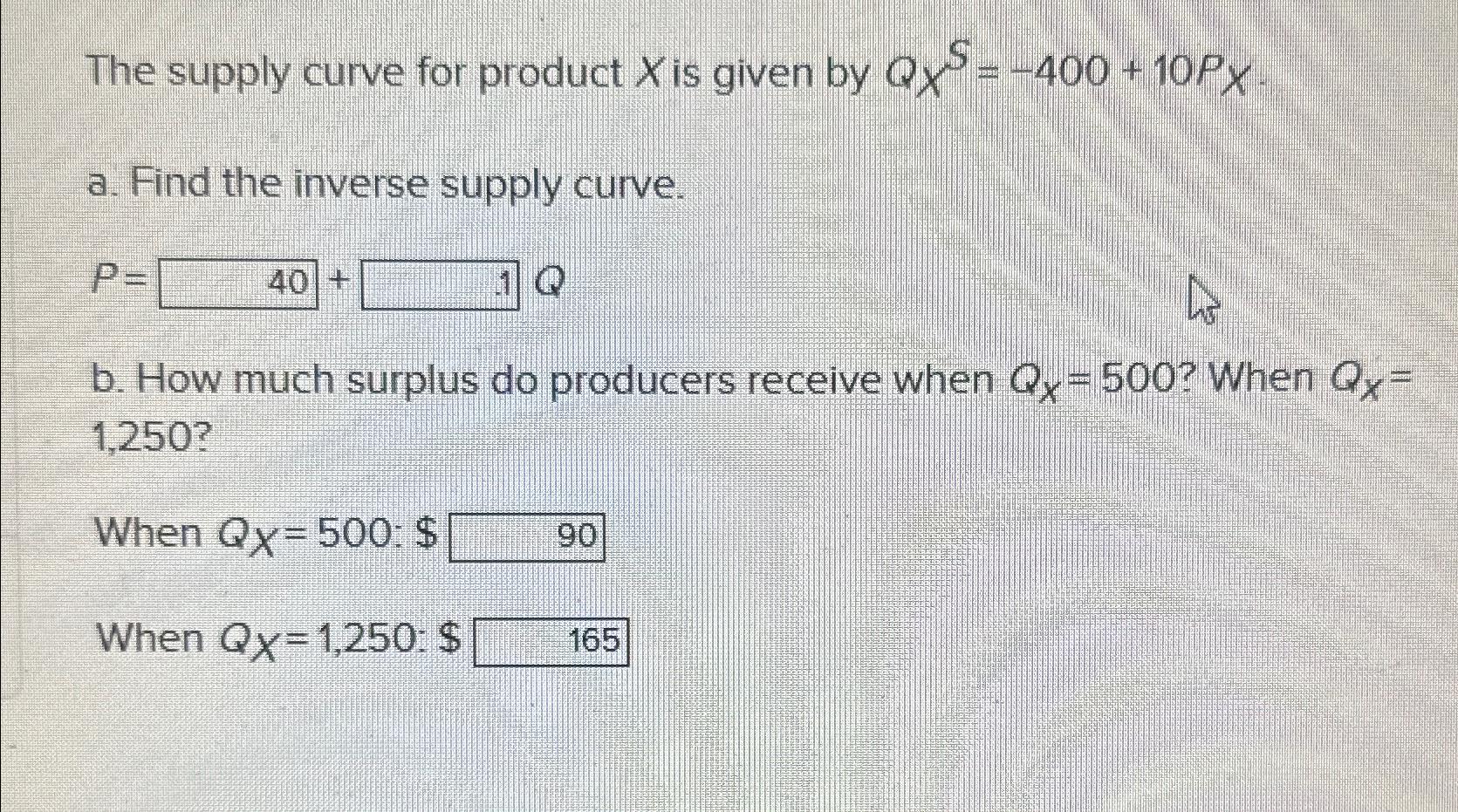 Solved The supply curve for product x ﻿is given by | Chegg.com