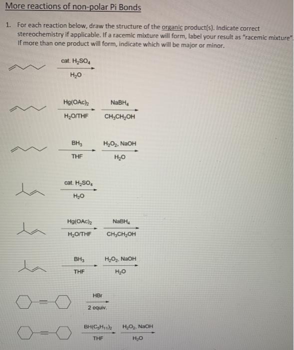 Solved More reactions of non-polar Pi Bonds 1. For each | Chegg.com