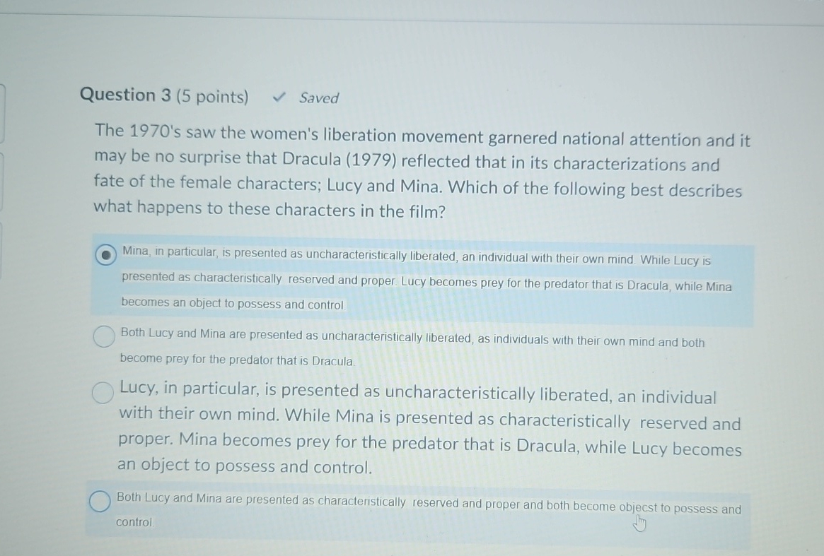 Solved Question 3 (5 ﻿points) ﻿SavedThe 1970's saw the | Chegg.com