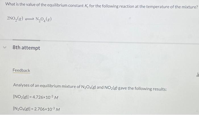 Solved What is the value of the equilibrium constant Ke for | Chegg.com