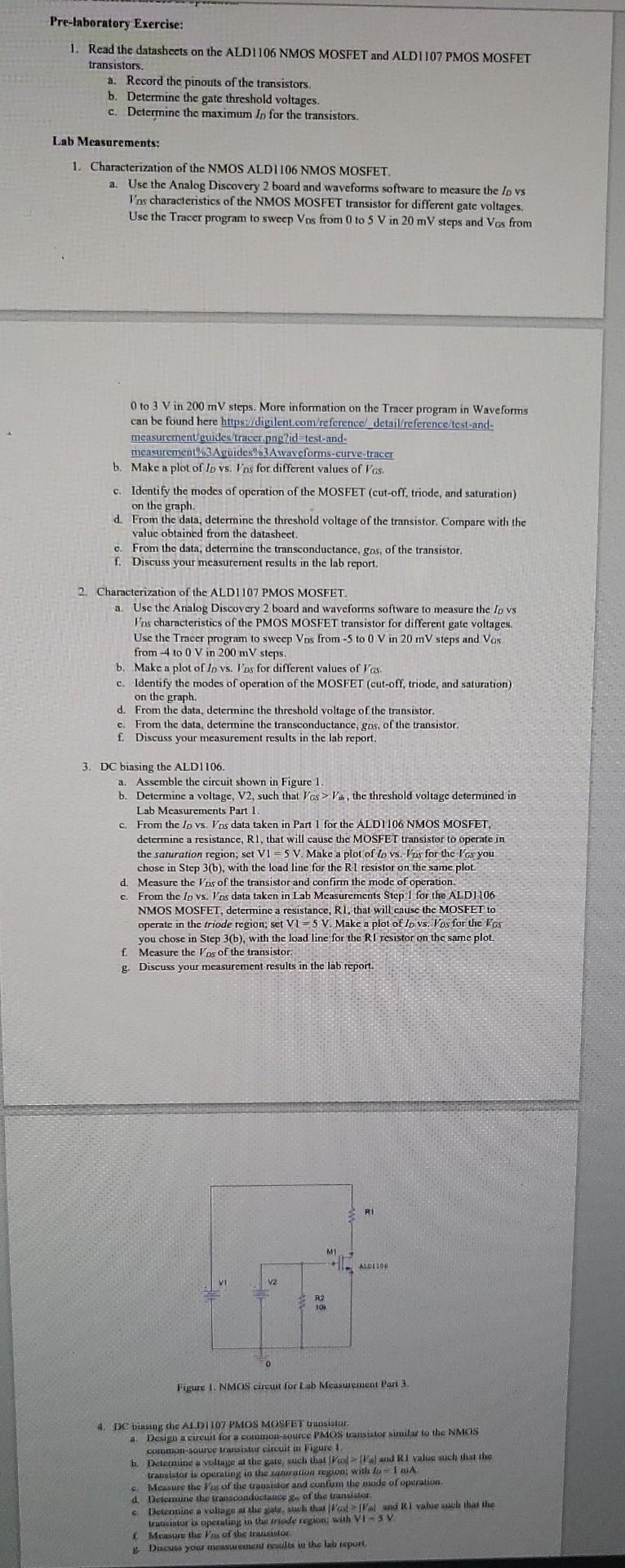 Solved Pre-laboratory Exercise: 1. Read the datasheets on | Chegg.com