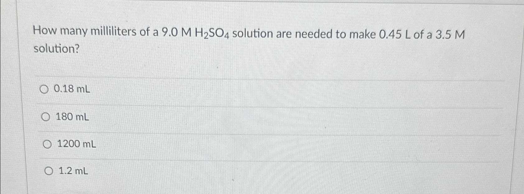 Solved How many milliliters of a 9.0MH2SO4 ﻿solution are | Chegg.com