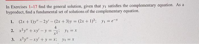 Solved In Exercises 1-17 find the general solution, given | Chegg.com