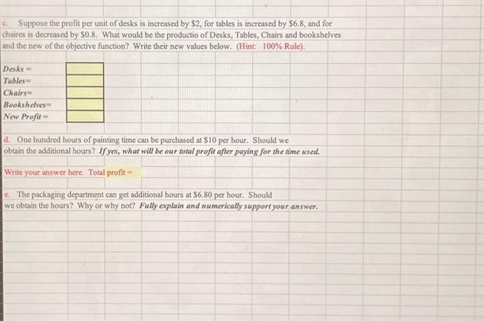 Solved roblem 3 (15 Points), A furniture manufacturer | Chegg.com