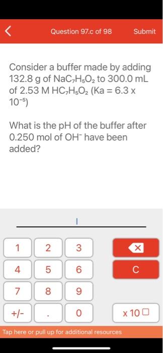 Solved Question 97.c of 98 Submit Consider a buffer made by | Chegg.com