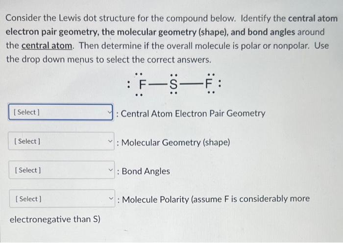 Solved central atom electrin pair geometry: a) Trigonal | Chegg.com