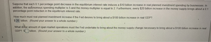 Solved Suppose That Each 0 1 Percentage Point Decrease In Chegg