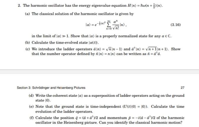 Solved 2. The harmonic oscillator has the energy eigenvalue | Chegg.com
