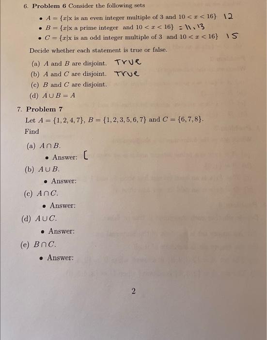Solved 6. Problem 6 Consider the following sets - A={x∣x is | Chegg.com