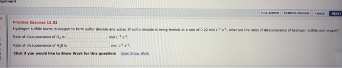 ignment FULL SCREEN PLINTER VERSION 1 BACK NEXT S | Chegg.com