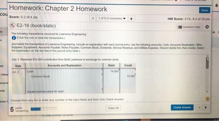 Solved journalize the transactions of lawrence engineering. | Chegg.com
