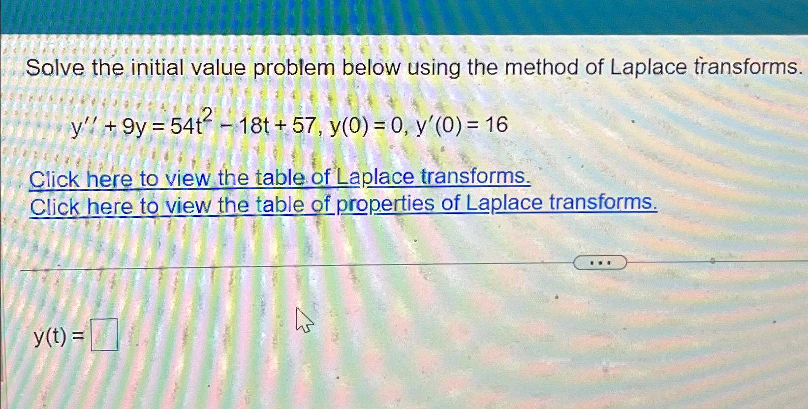 Solved Solve the initial value problem below using the | Chegg.com