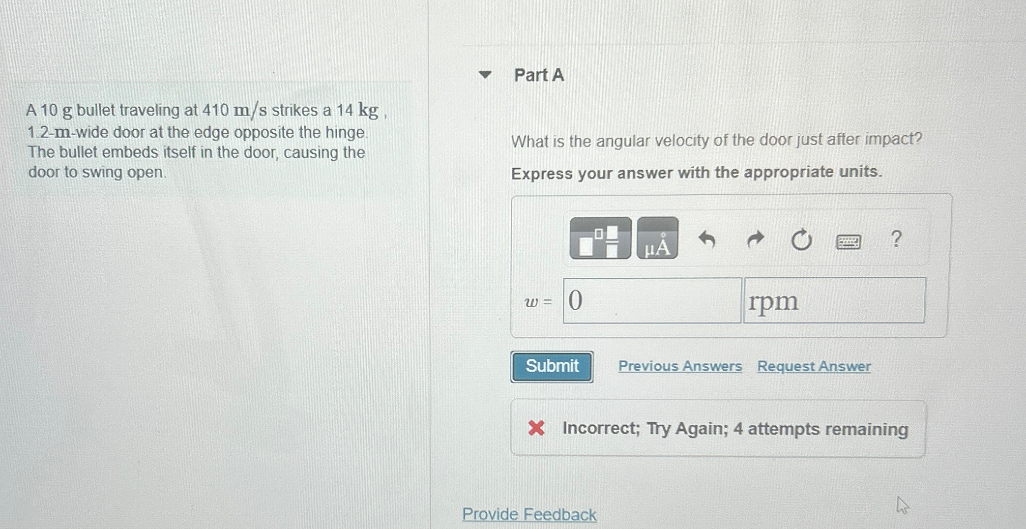 Solved A 10g ﻿bullet traveling at 410ms ﻿strikes a | Chegg.com