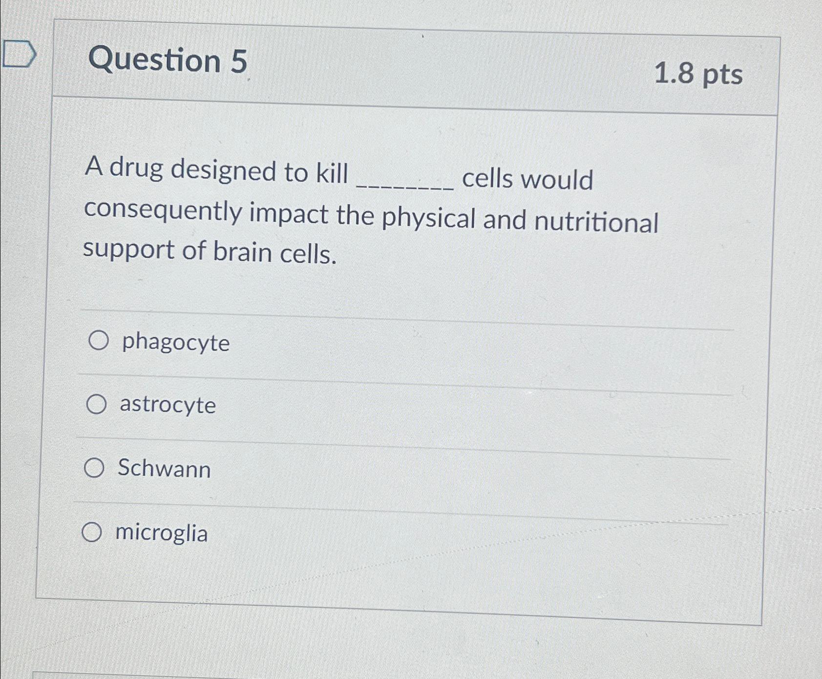 Solved Question 51.8ptsA drug designed to kill cells would | Chegg.com | Chegg.com