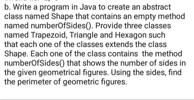 Solved B Write A Program In Java To Create An Abstract 7745