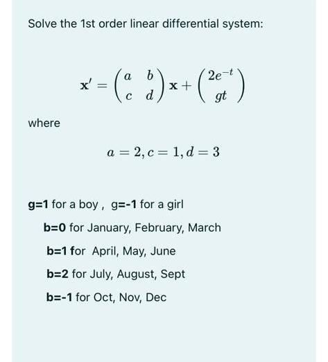 Solved Solve the 1st order linear differential | Chegg.com