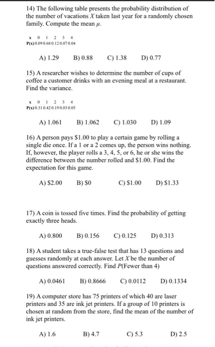 Solved 1) Continuous random variables are obtained from data | Chegg.com
