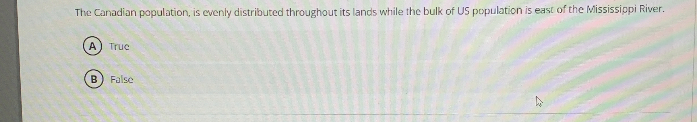 Solved The Canadian population, is evenly distributed | Chegg.com