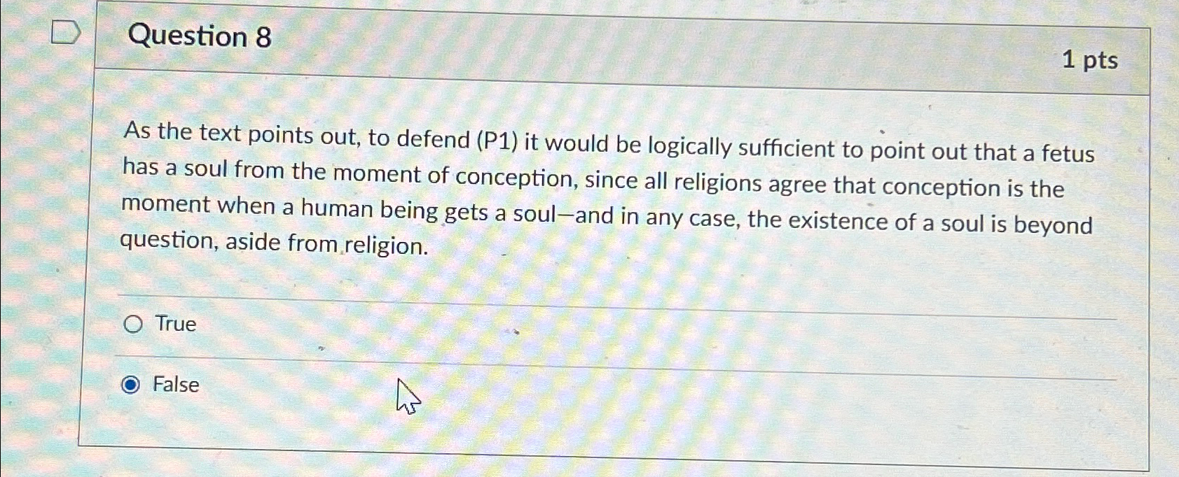 Solved Question 81ptsAs the text points out, to defend (P1) | Chegg.com