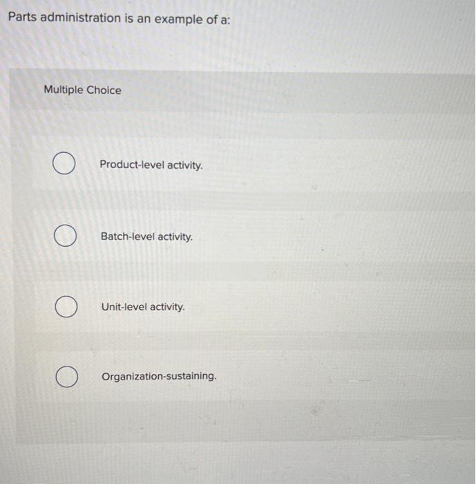 Solved Parts administration is an example of a: Multiple | Chegg.com