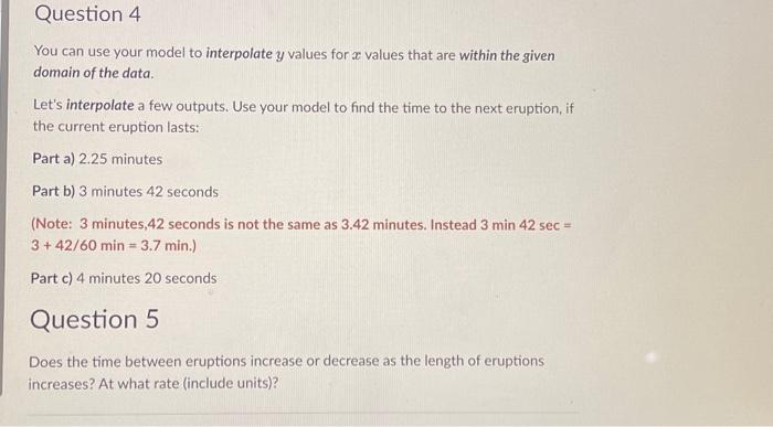Solved You can use your model to interpolate y values for x | Chegg.com