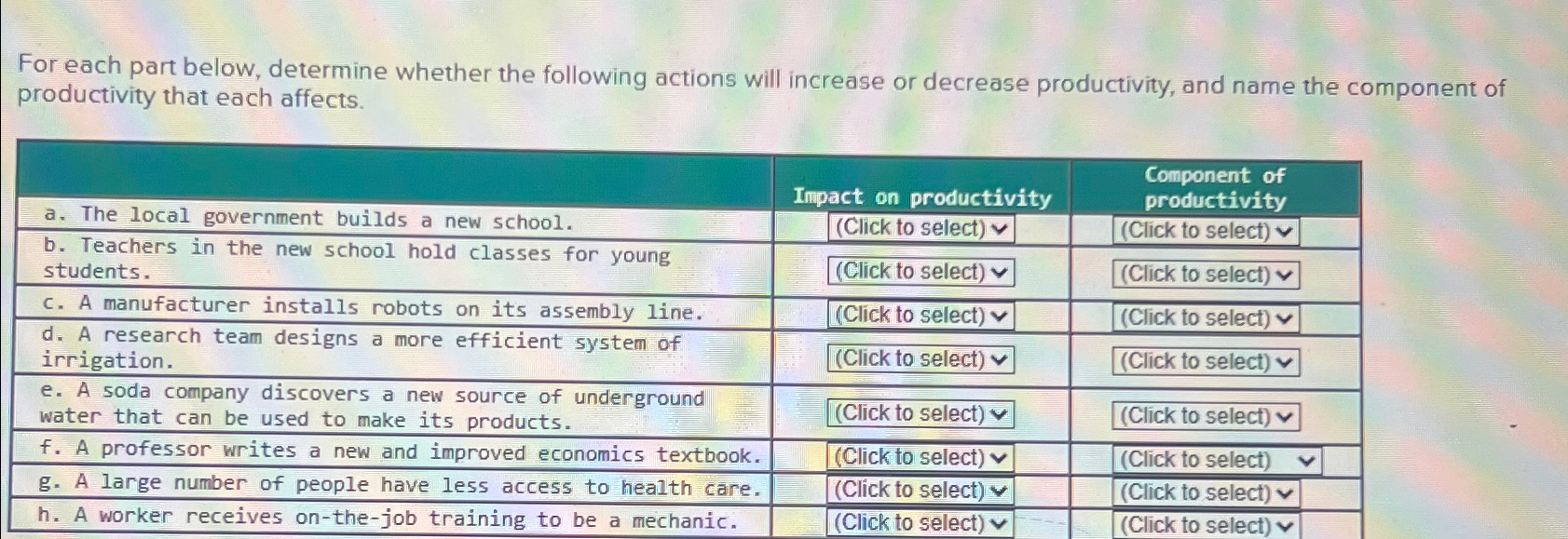 Solved For each part below, determine whether the following | Chegg.com