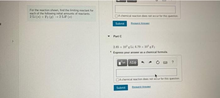 Solved For the reaction shown, find the limiting reactant | Chegg.com