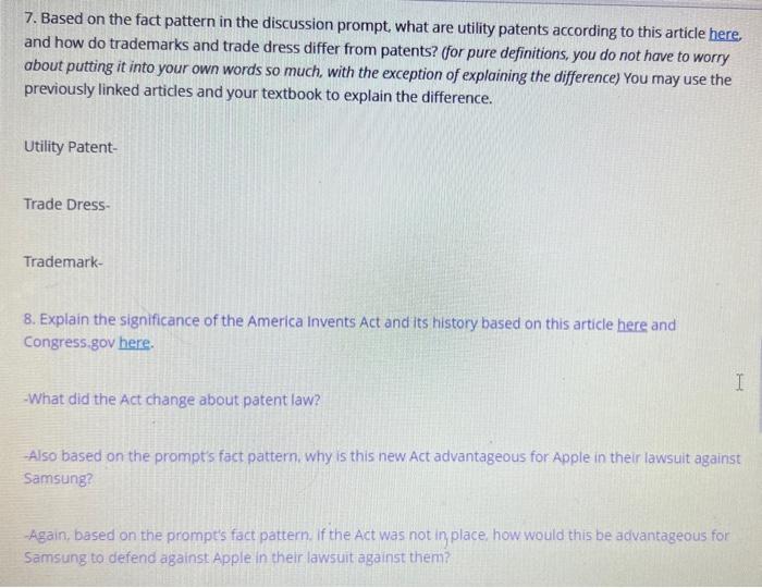 7. Based on the fact pattern in the discussion | Chegg.com