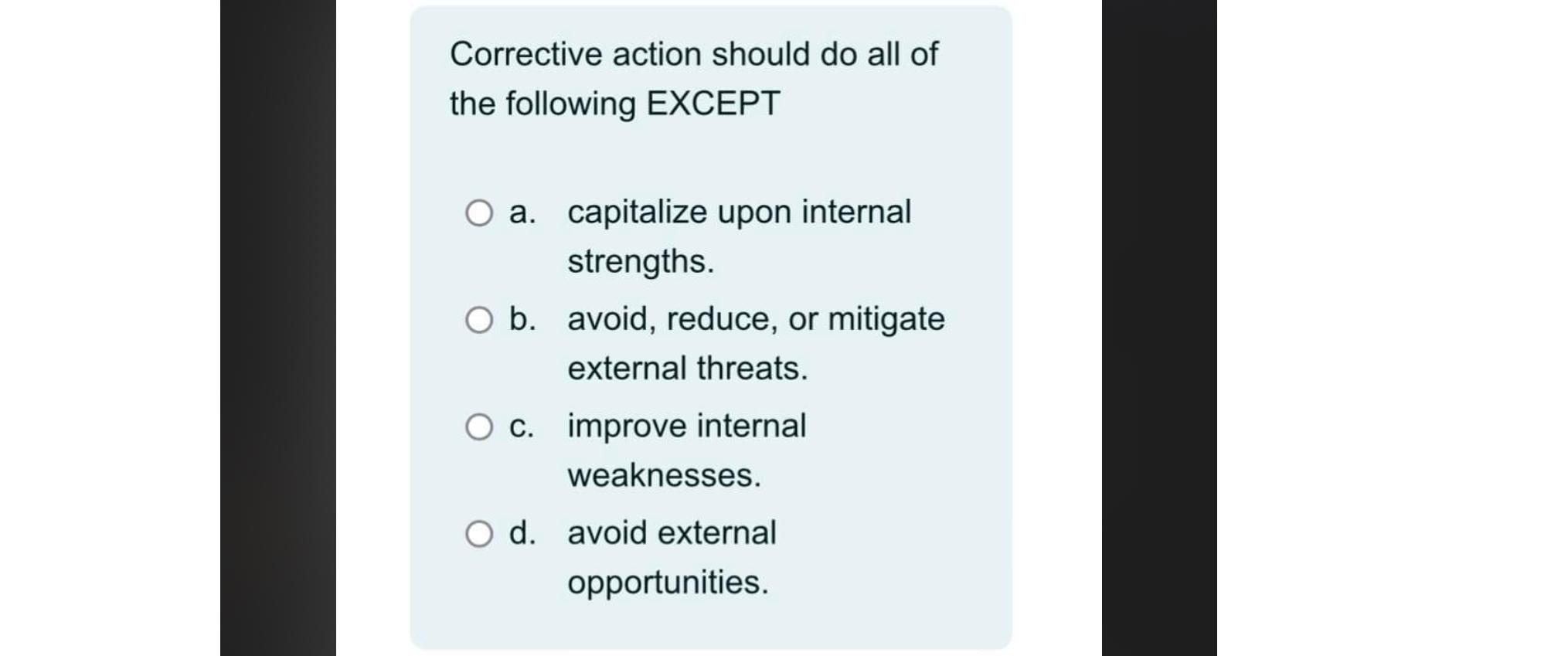 Solved Corrective action should do all of the following | Chegg.com