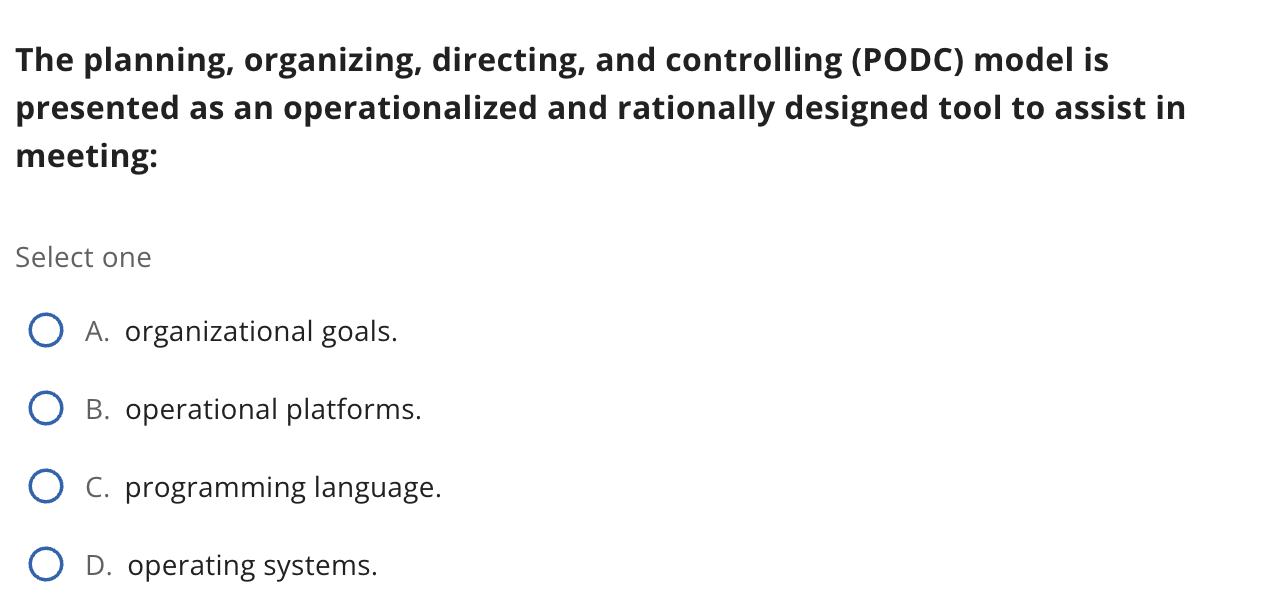 Solved The planning, organizing, directing, and controlling | Chegg.com