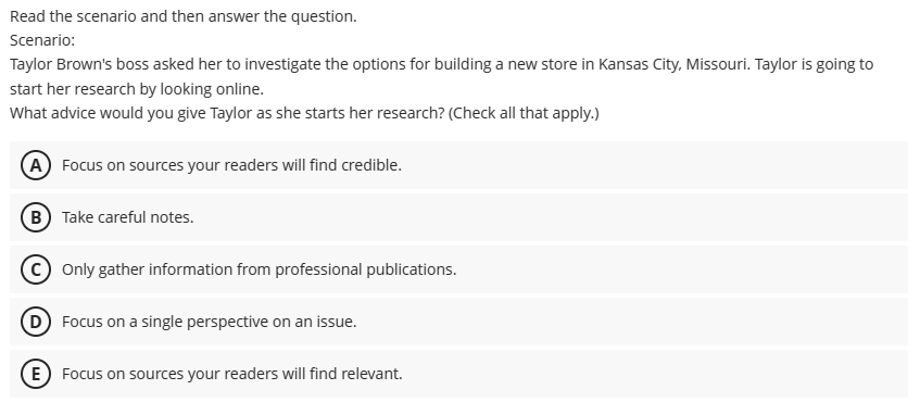 Solved Read the scenario and then answer the | Chegg.com