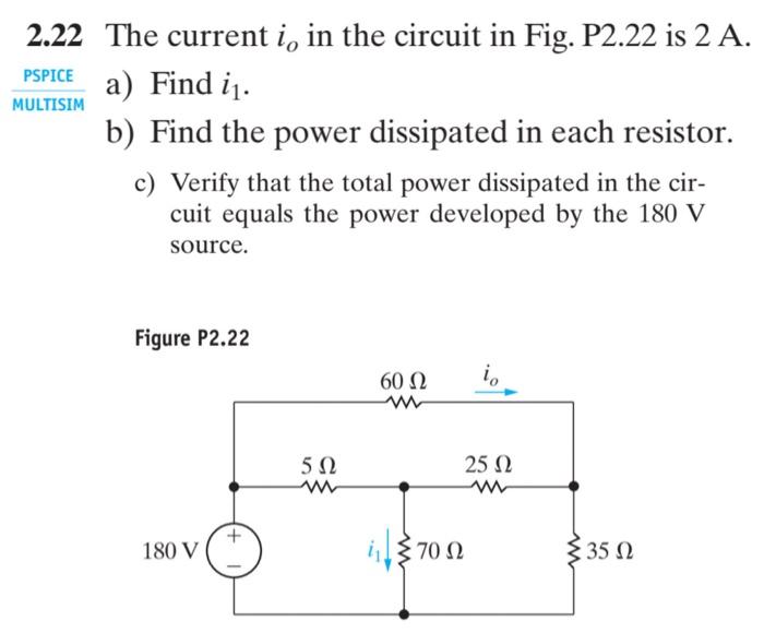 Solved 2.22 The current io in the circuit in Fig. P2.22 is | Chegg.com