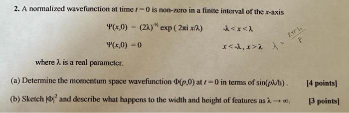Solved 2. A normalized wavefunction at time t=0 is non-zero | Chegg.com