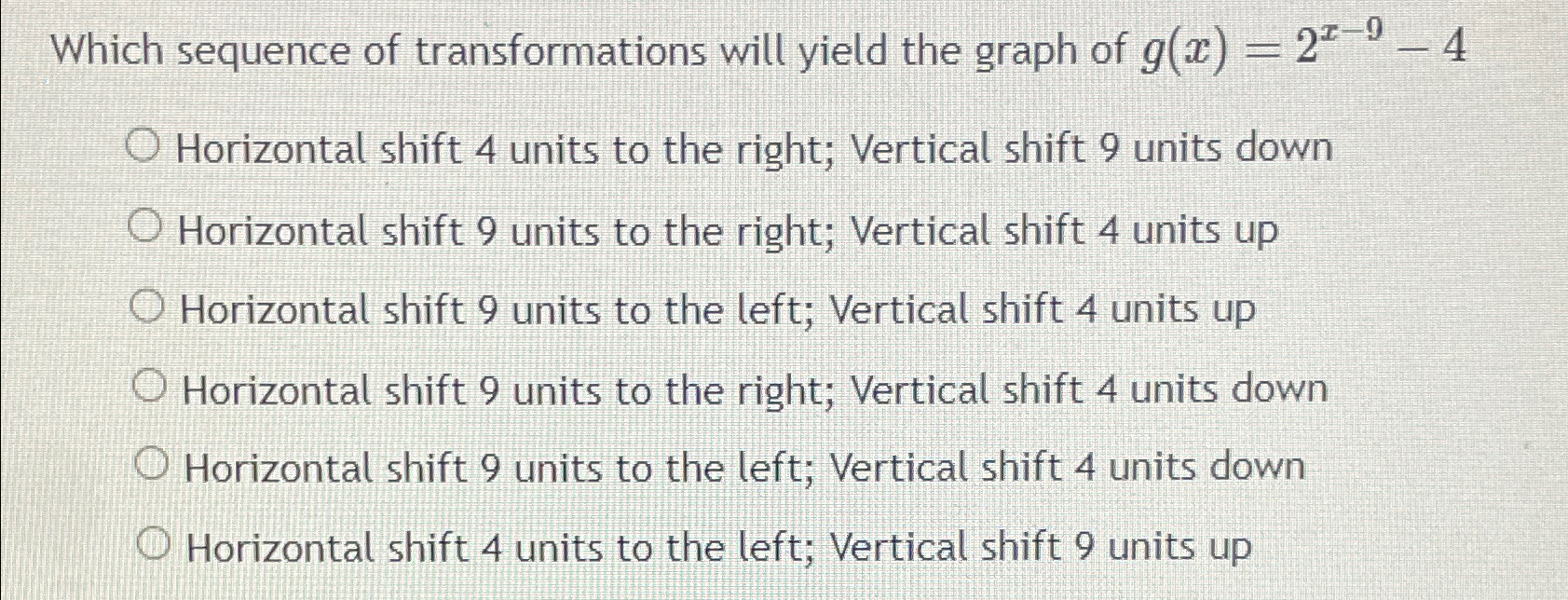 Solved Which sequence of transformations will yield the | Chegg.com