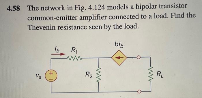 Solved 4.58 The network in Fig. 4.124 models a bipolar | Chegg.com