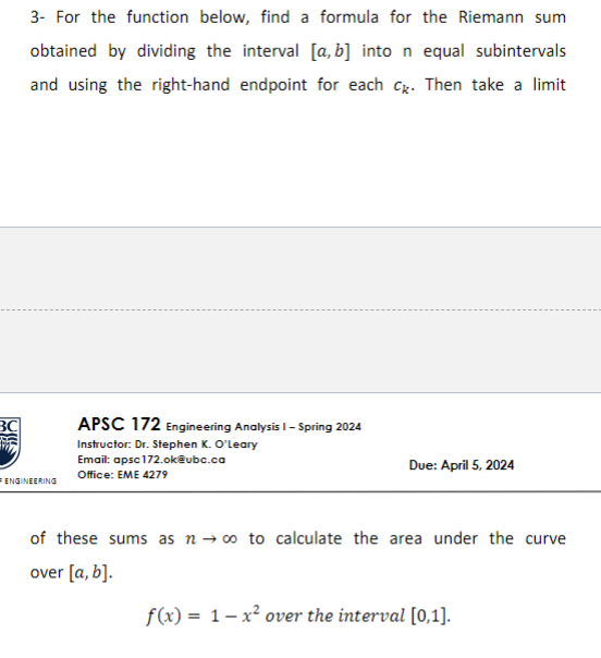 Solved of these sums as n→∞ ﻿to calculate the area under the | Chegg.com