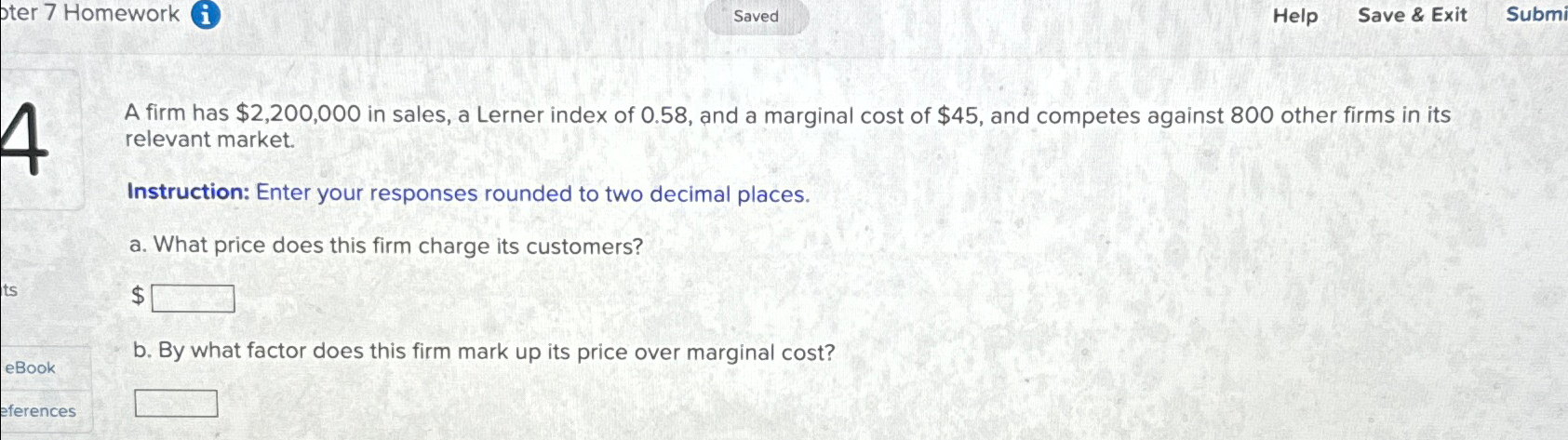 Solved SavedHelpSave & ExitSubmi4A firm has $2,200,000 ﻿in | Chegg.com