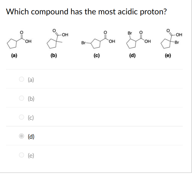 Solved Which compound has the most acidic | Chegg.com