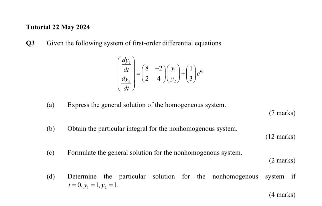 Solved Tutorial 22 ﻿May 2024Q3 ﻿Given the following system | Chegg.com