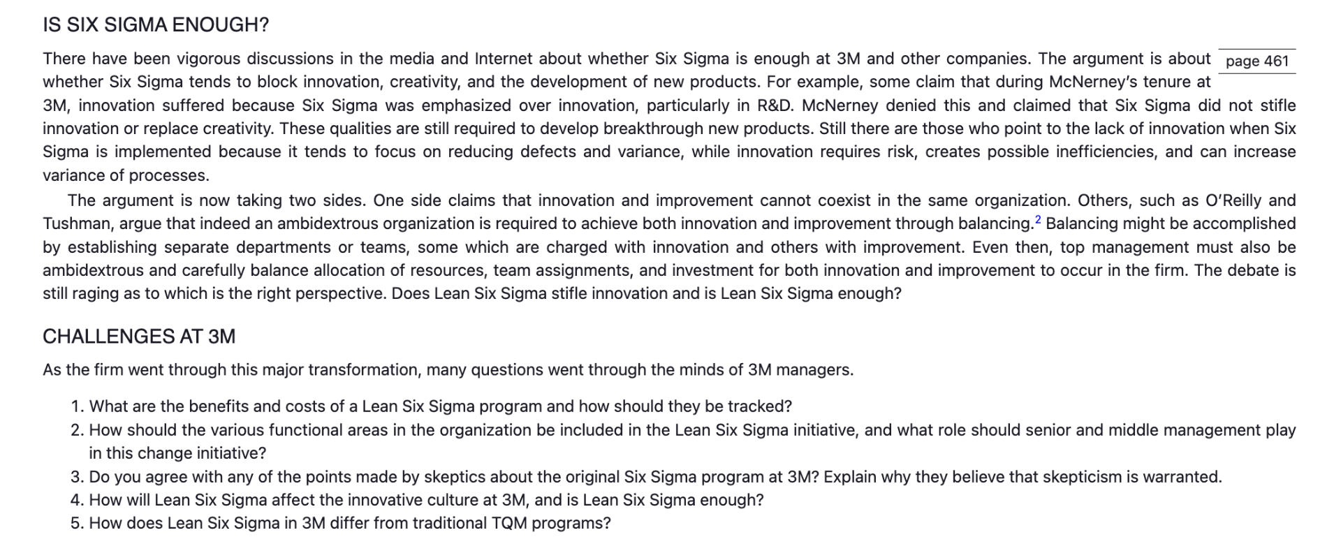 Solved IS SIX SIGMA ENOUGH?There have been vigorous | Chegg.com