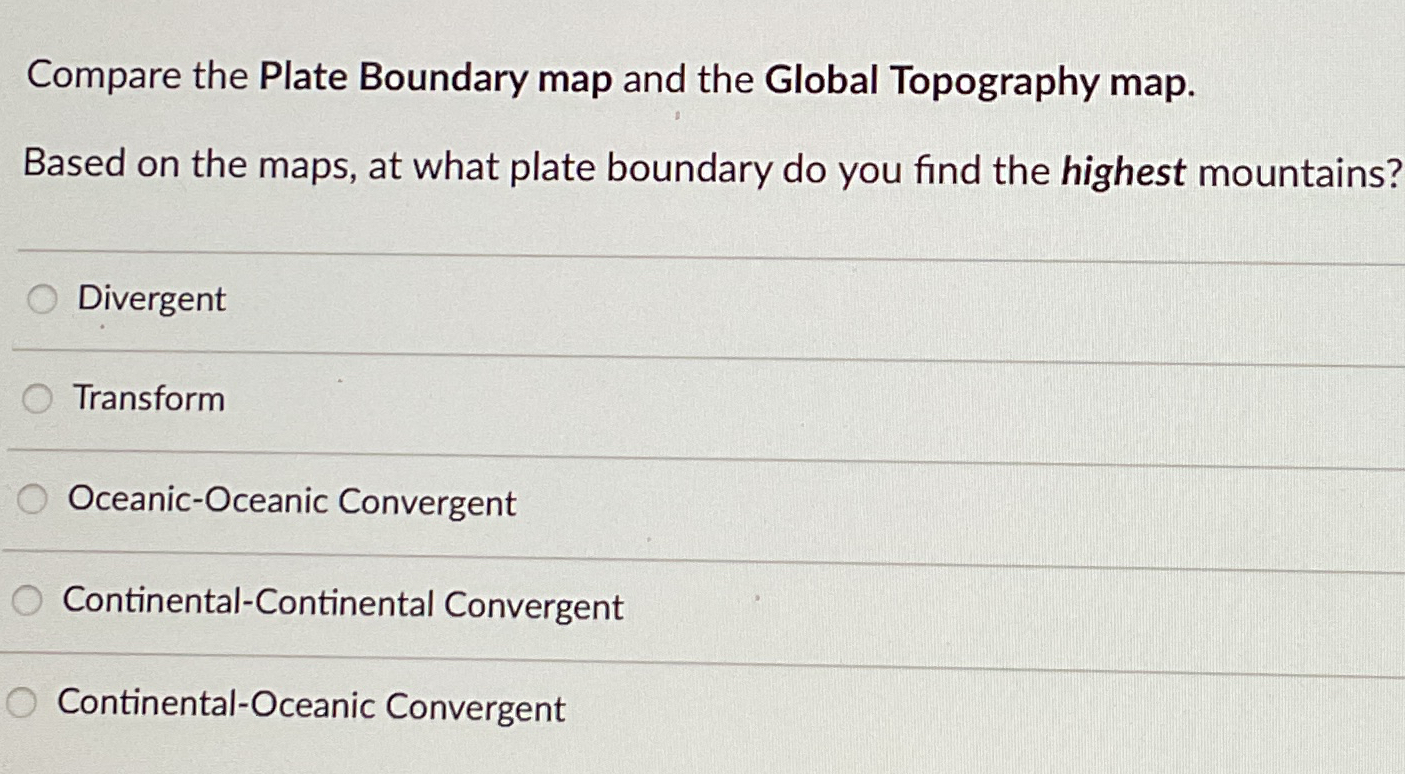 Solved Compare the Plate Boundary map and the Global | Chegg.com