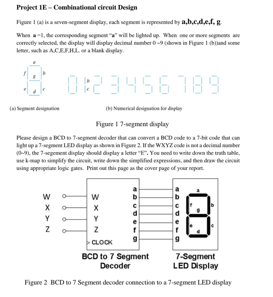 Solved Project 1E - Combinational circuit Design Figure 1 | Chegg.com