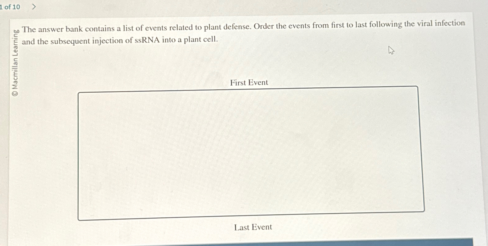 Solved 1 ﻿of 10The answer bank contains a list of events | Chegg.com