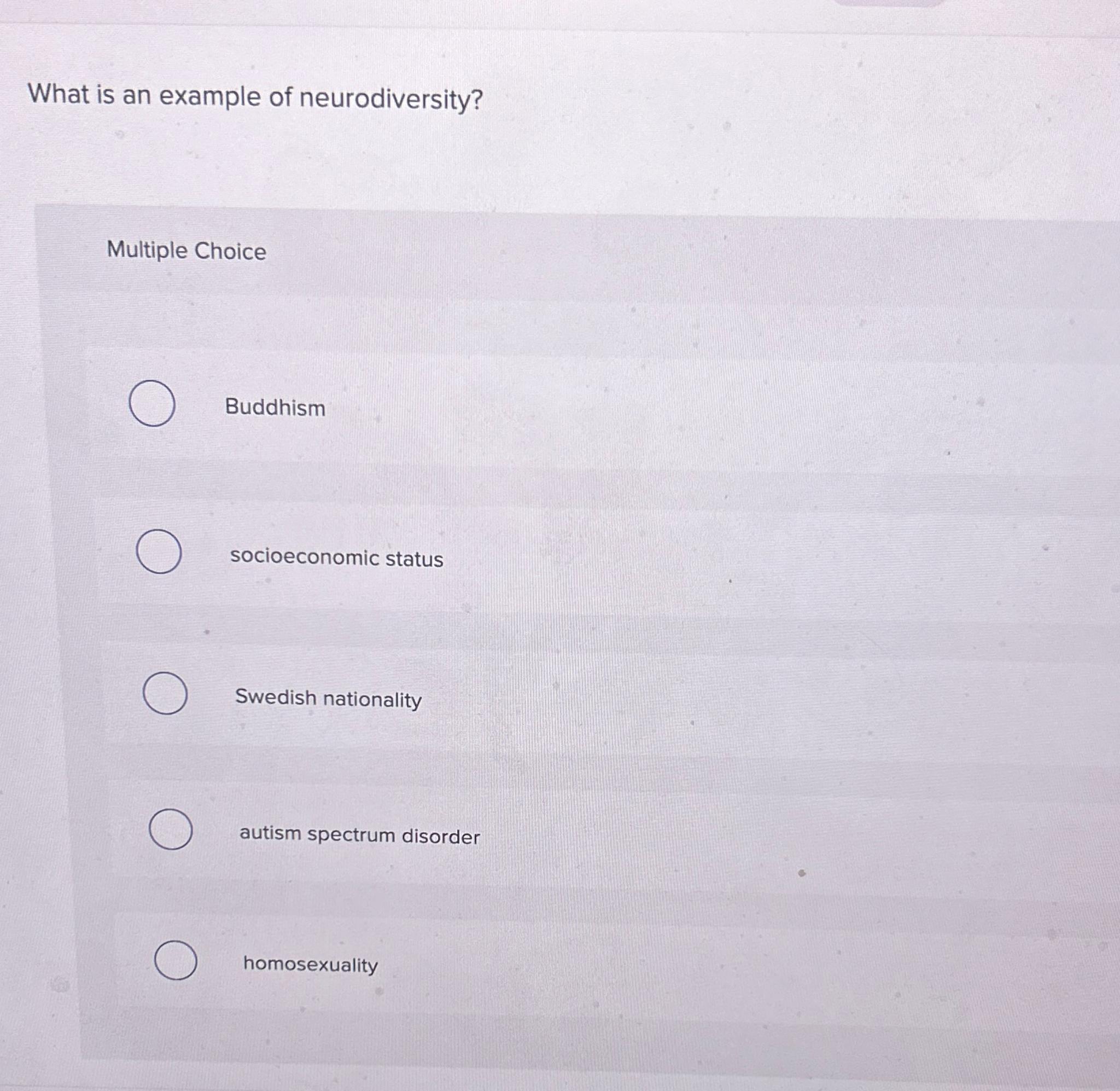Solved What is an example of neurodiversity?Multiple | Chegg.com